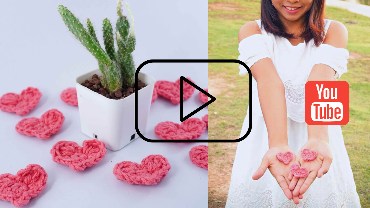 mini crochet hearts pattern applique Jenny & Teddy