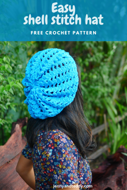 Shell stitch crochet beanie hat free pattern. Jenny & Teddy