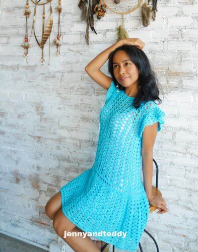 I'm pretty mini dress free crochet pattern - Jenny & Teddy