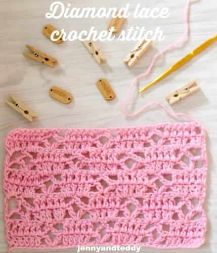 Diamond lace crochet stitch - Jenny & Teddy