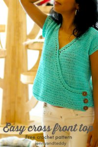 Easy Cross-Front Crochet Top - Free Pattern - Jenny & Teddy