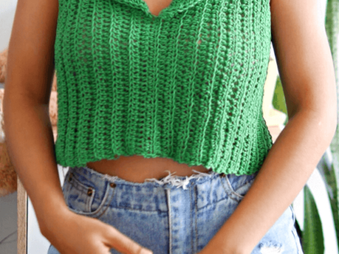 Easy crochet polo collar sweater - jennyandteddy