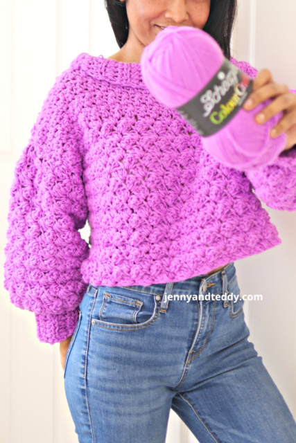 Easy chunky crochet sweater free pattern.