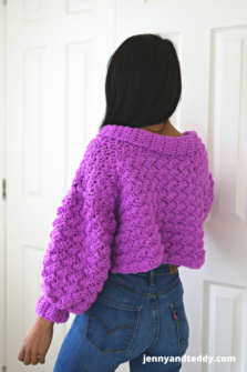 Easy chunky crochet sweater free pattern.
