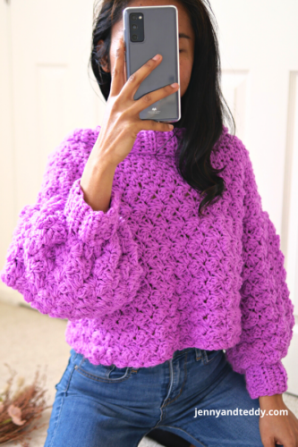 Easy chunky crochet sweater free pattern.
