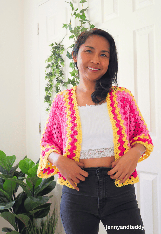 Free Hexagon Crochet Cardigan Pattern: Candy Pop
