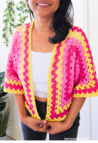 Free Hexagon Crochet Cardigan Pattern: Candy Pop
