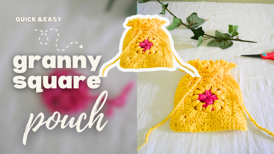 Flower Granny Square Crochet Pouch - Free Pattern - Jenny & Teddy